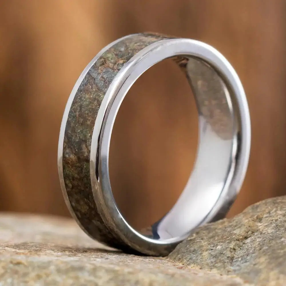 Alternative Men's Wedding Ring with Dinosaur Bone | Jewelry by Johan ...