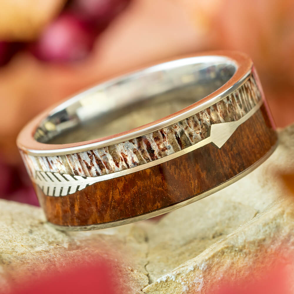 Sterling Silver Arrow Ring with Antler | Jewelry By Johan