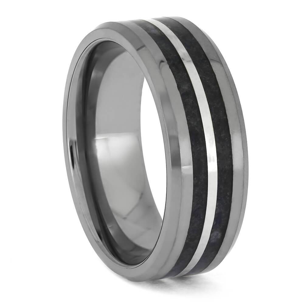 Crushed Blue Sapphire Tungsten Ring - 8mm Band | 10 | Jewelry By Johan