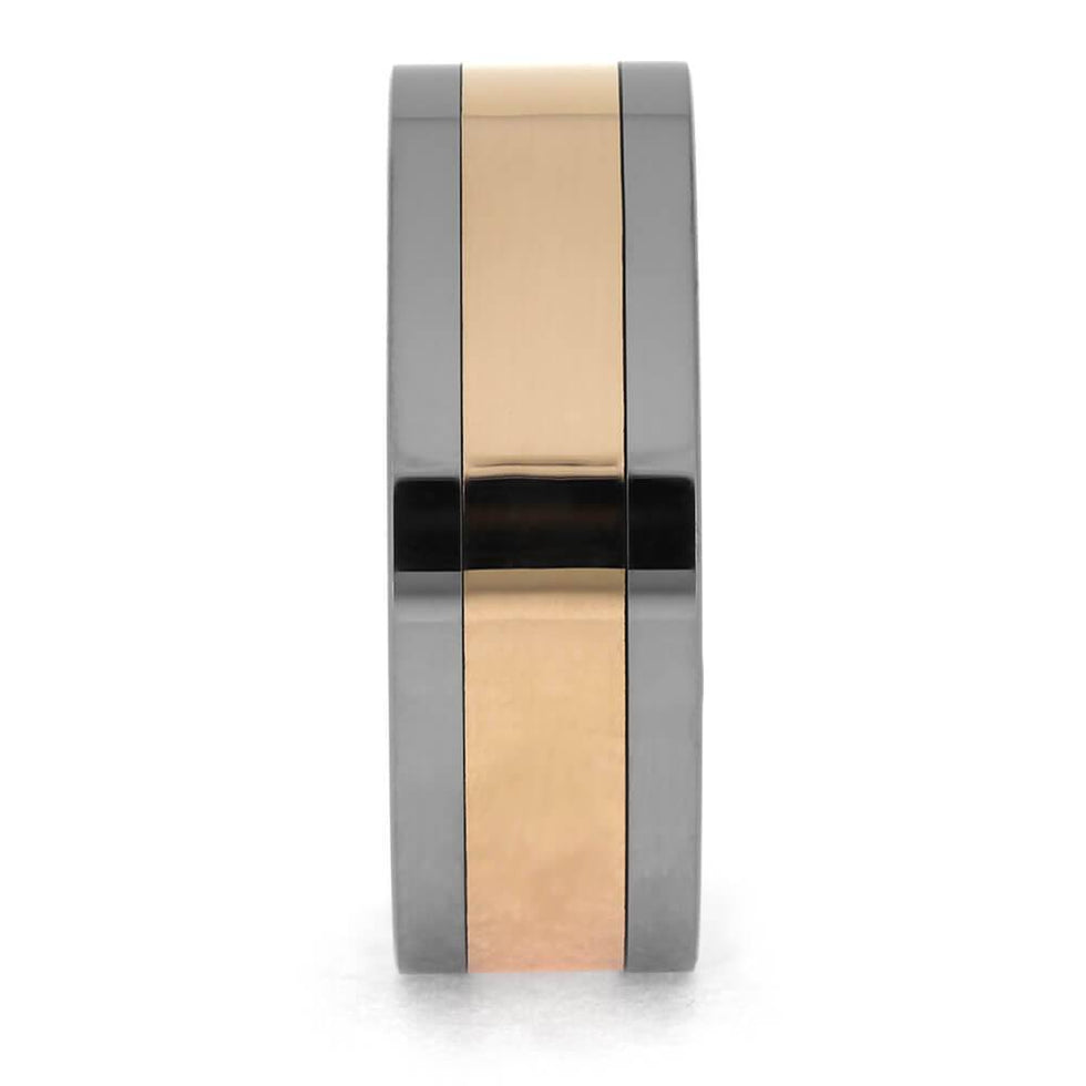 All-Metal Tungsten Ring with Gold Inlay | Jewelry by Johan