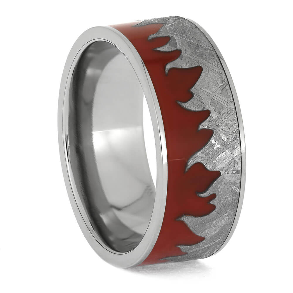 Red Fire Moonscape Ring with Meteorite | Jewelry By Johan