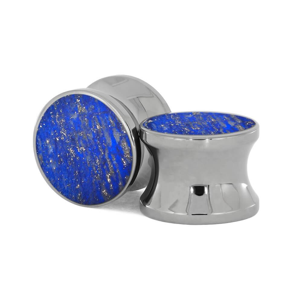 Lapis Lazuli Ear Gauges - Blue Titanium Plugs | Jewelry By Johan