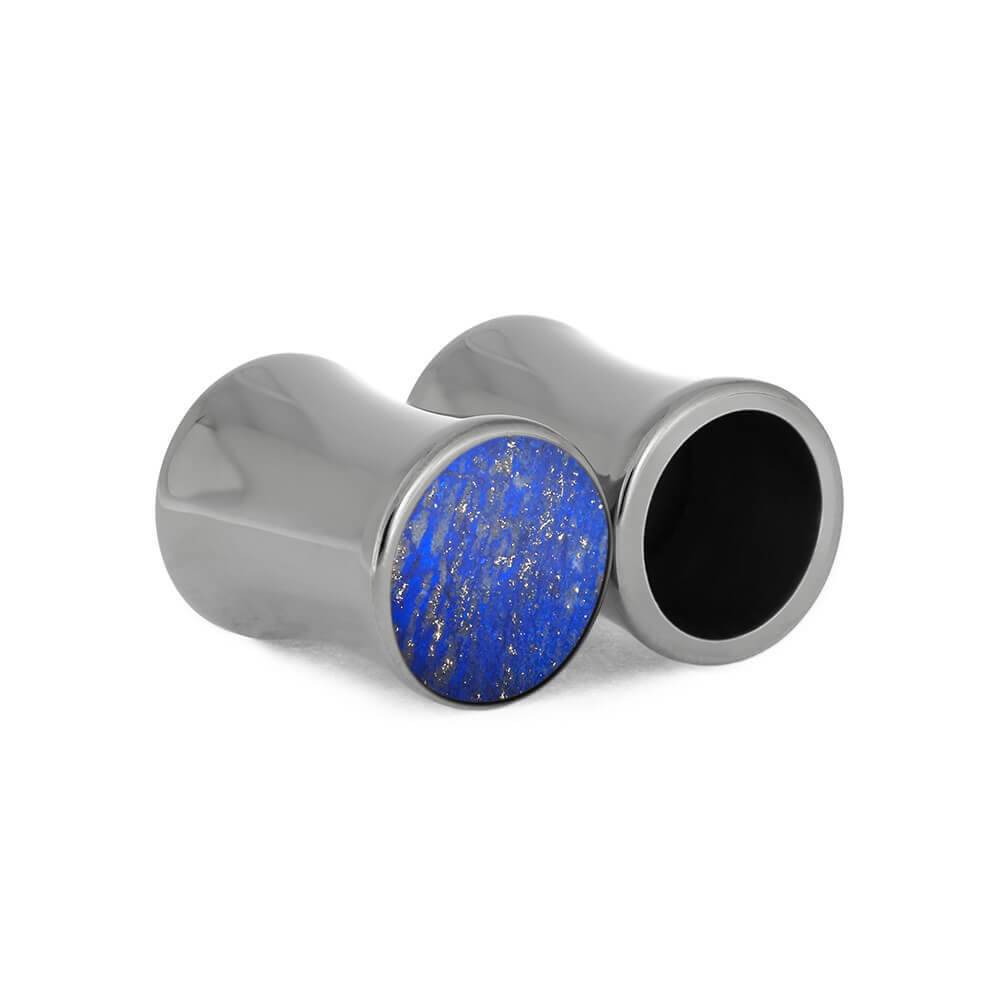 Lapis Lazuli Ear Gauges - Blue Titanium Plugs | Jewelry By Johan