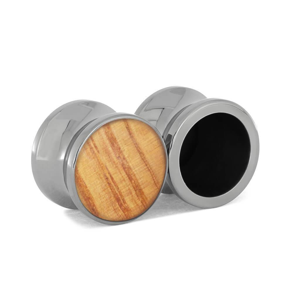 Whiskey Barrel Oak Wood Ear Gauges - Titanium Plugs | Jewelry By Johan