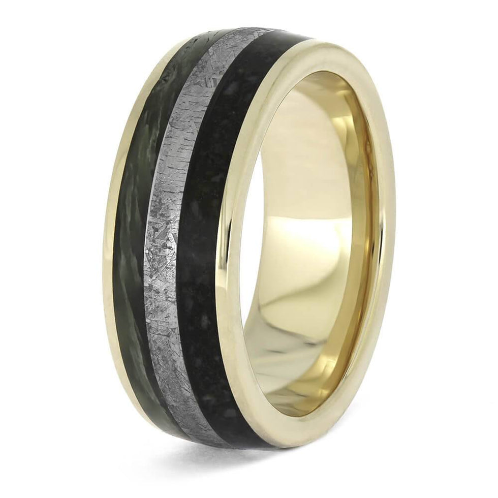 Meteorite & Green Jade Men's Wedding Band | Jewelry by Johan - Jewelry ...