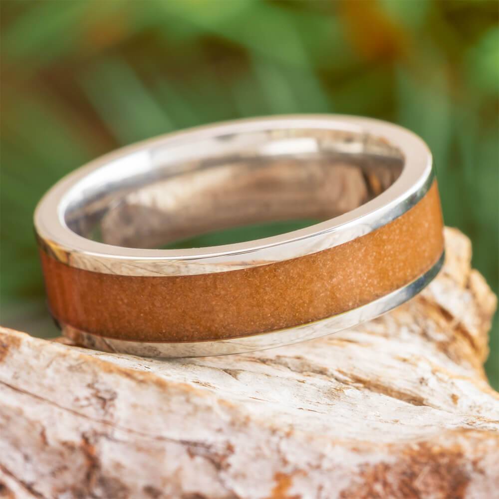 Orange Sand Inlay Ring - Titanium | Jewelry By Johan