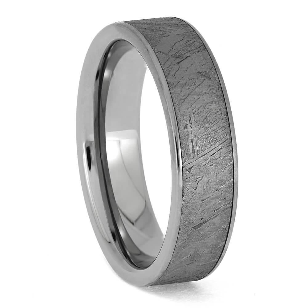 Unisex Meteorite Titanium Ring with Narrow Edges | Jewelry By Johan