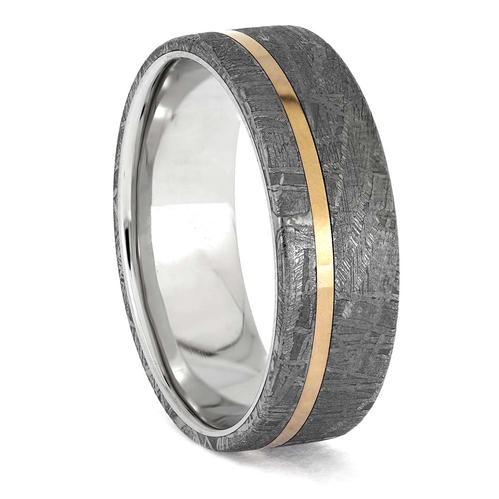Platinum Ring with Meteorite and Gold Accent | Jewelry By Johan