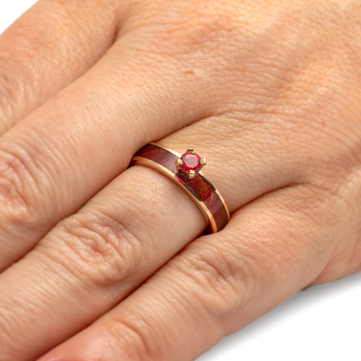 Ruby Engagement Ring with Redwood Inlay | Jewelry by Johan - Jewelry by ...
