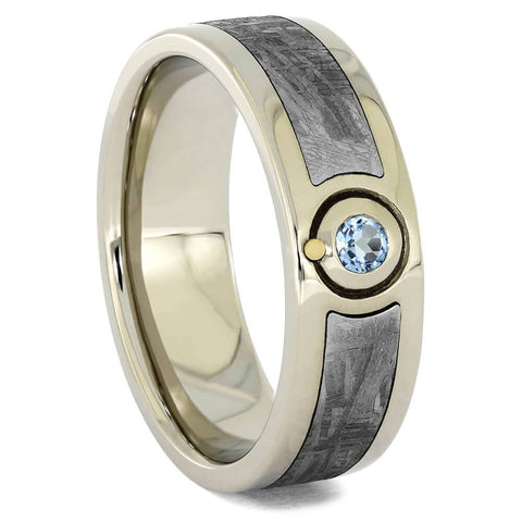 Atom Ring, Meteorite & Topaz Gemstone Wedding Band | Jewelry by Johan ...