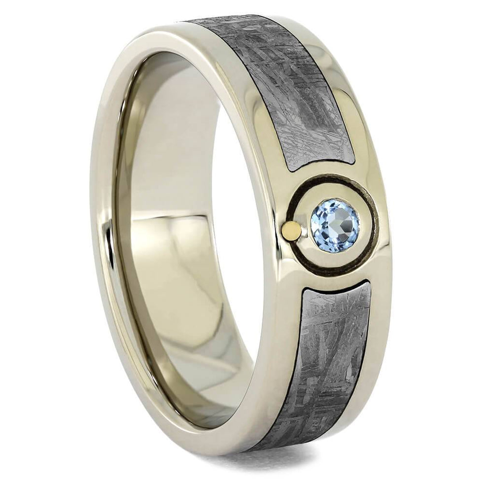 Atom Ring, Meteorite & Topaz Gemstone Wedding Band | Jewelry by Johan ...