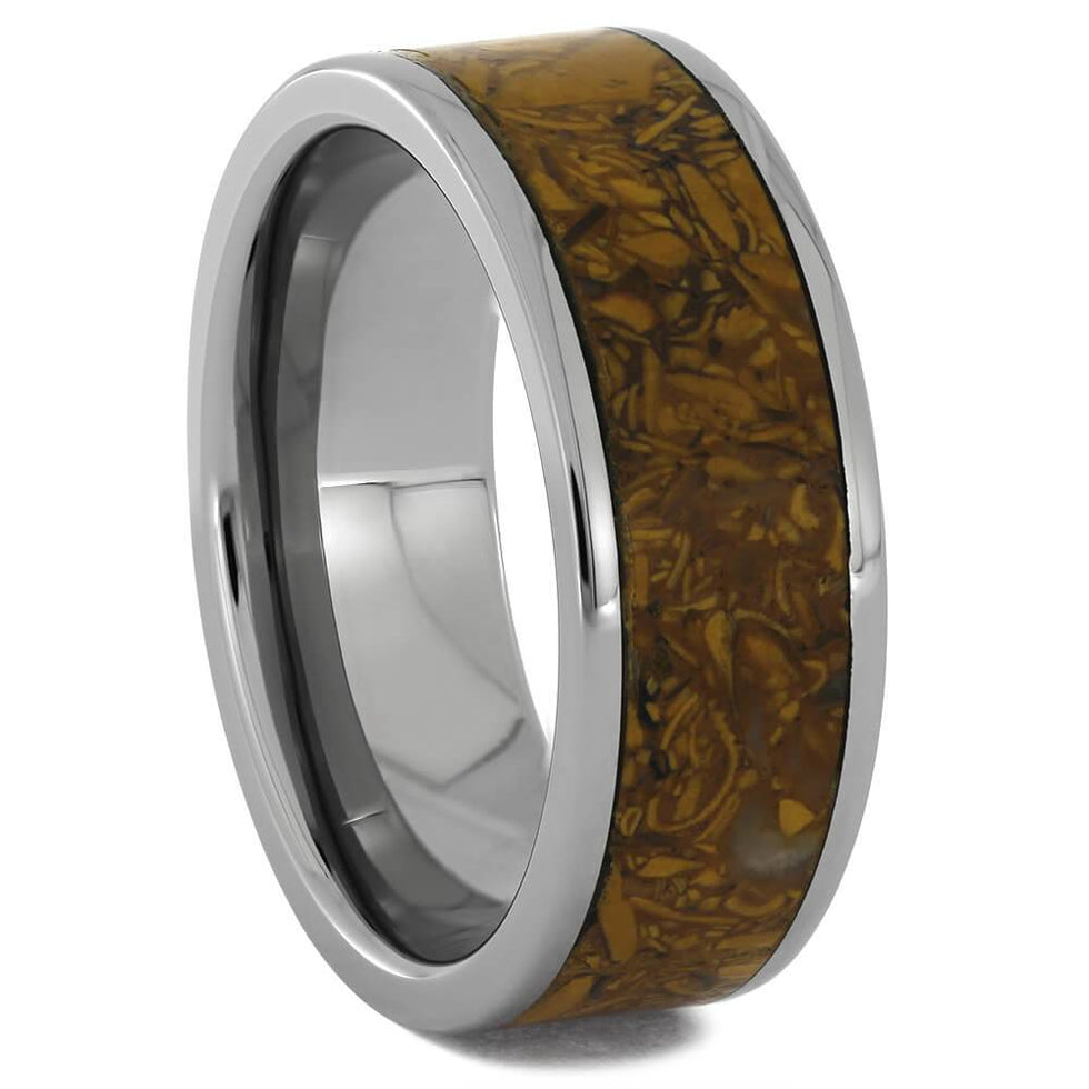 Coquina Jasper Wedding Band in Polished Titanium | Jewelry by Johan