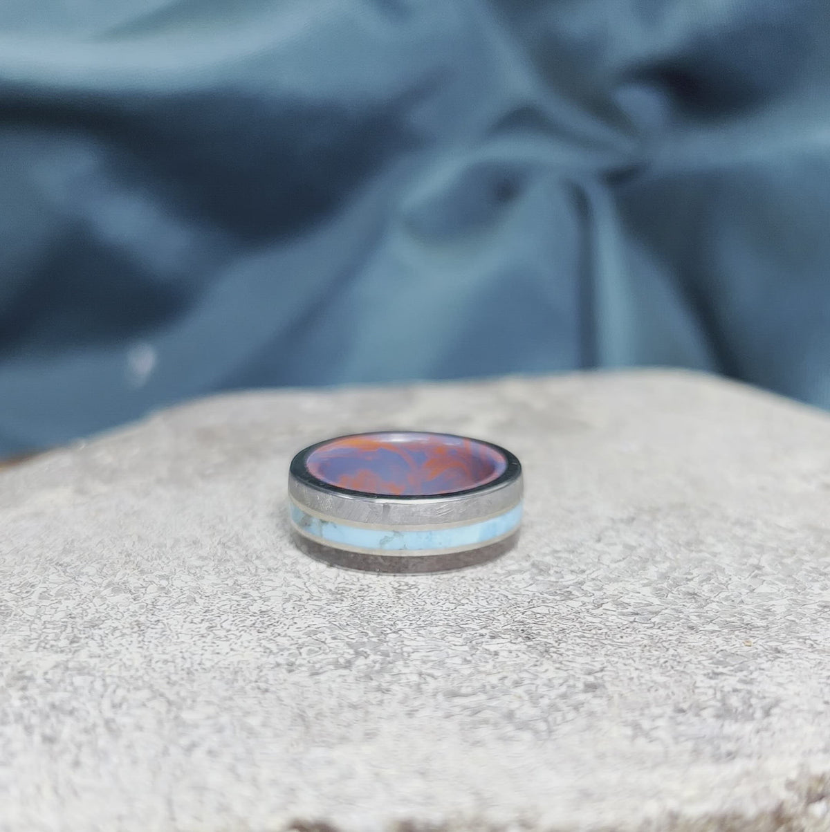 Meteorite, Turquoise & Dinosaur Bone Ring for Men | Jewelry by Johan ...