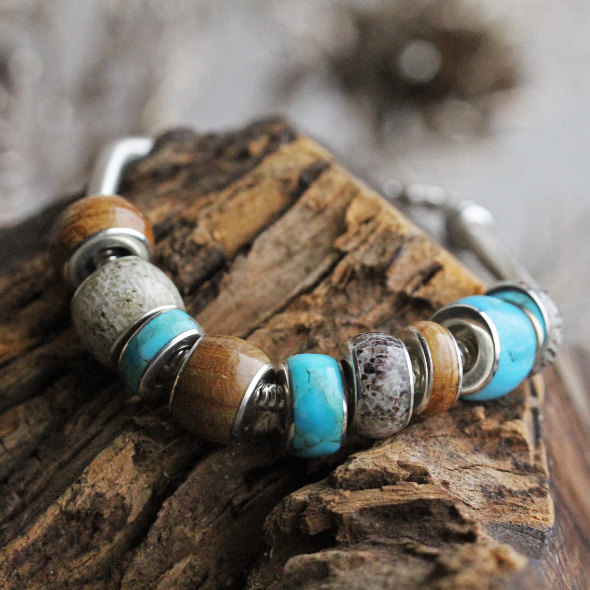 Whiskey Barrel Oak Wood Charm Bracelet Bead | Jewelry by Johan - Medium ...