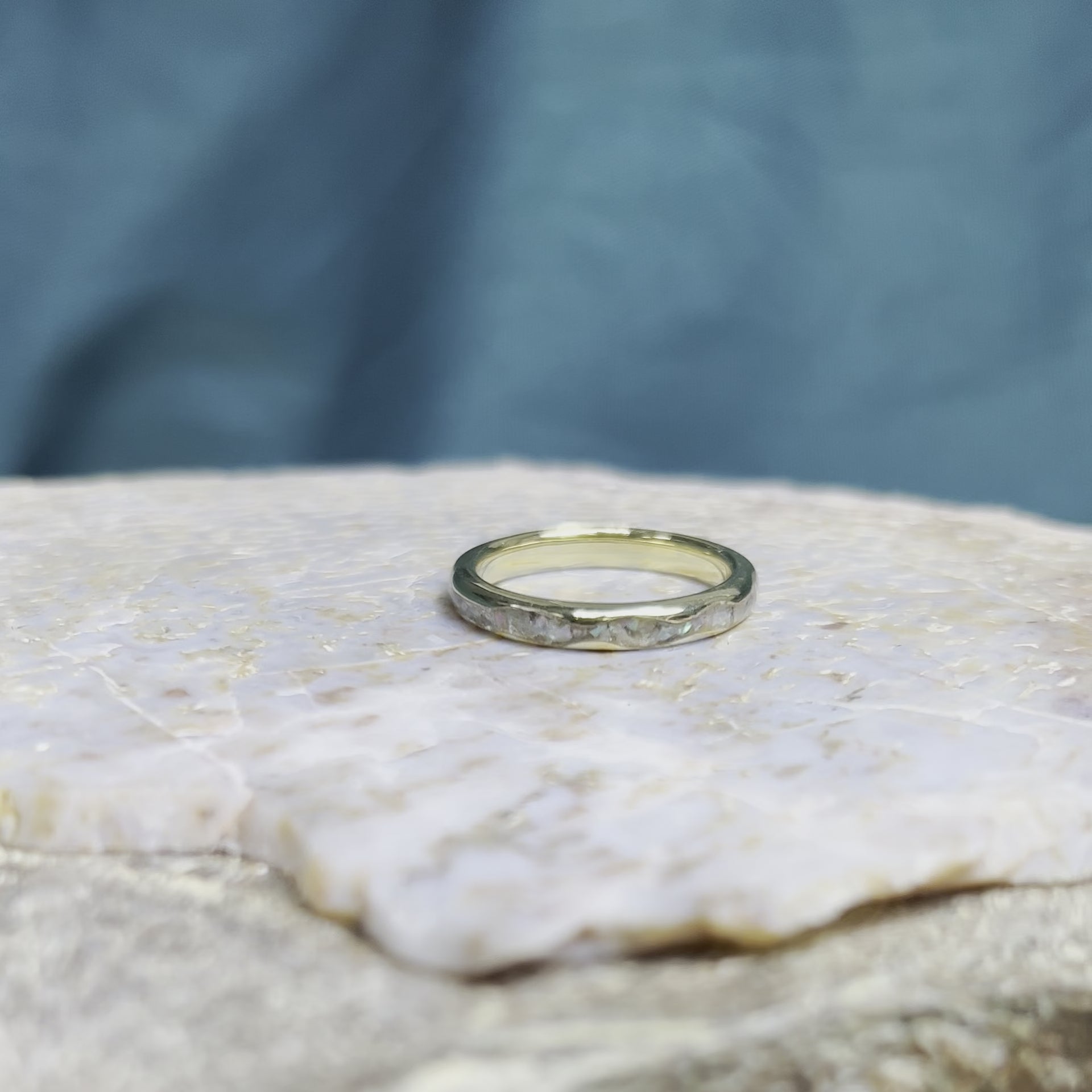 Abalone Wedding Band with Wavy Design | Jewelry By Johan