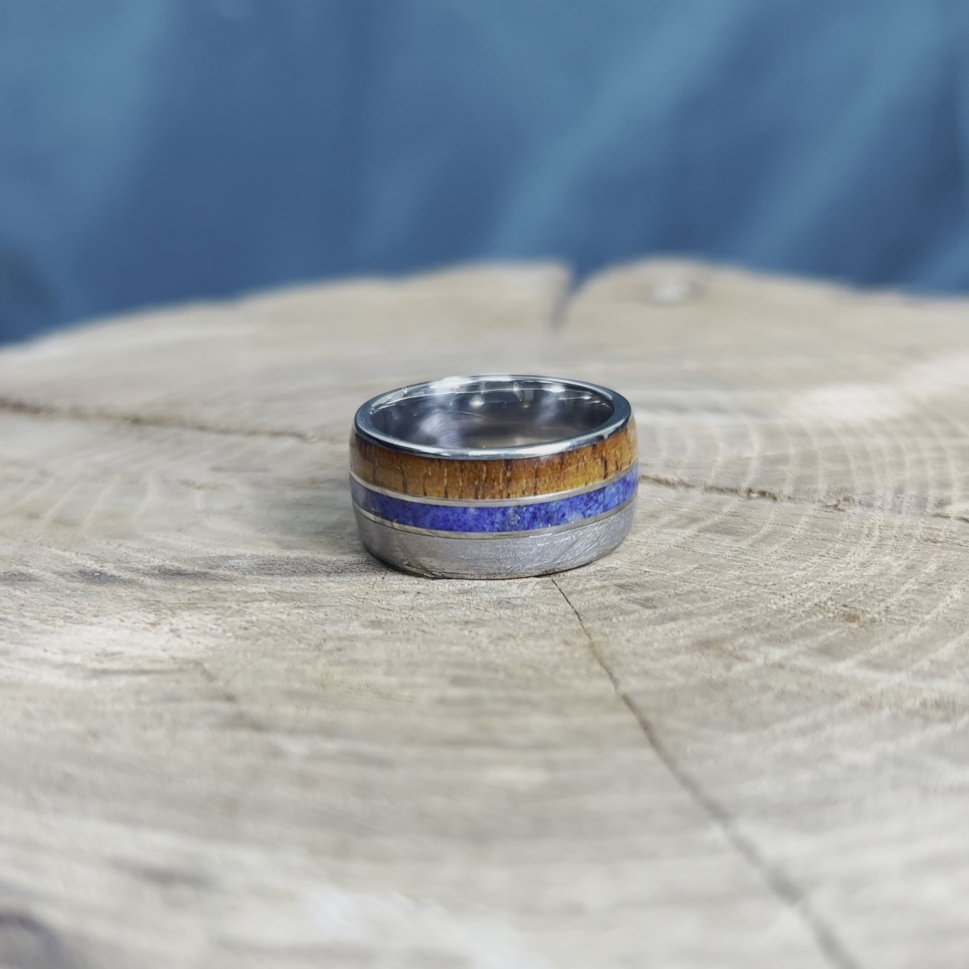 Meteorite Inlay Ring - Unique Wedding Band | Jewelry By Johan