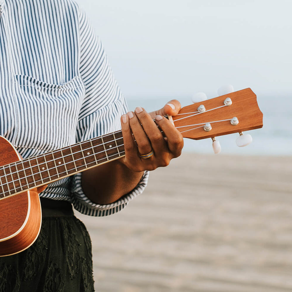 Guitar String & Rowan Wood Wedding Ring for Musician | Jewelry by Johan ...
