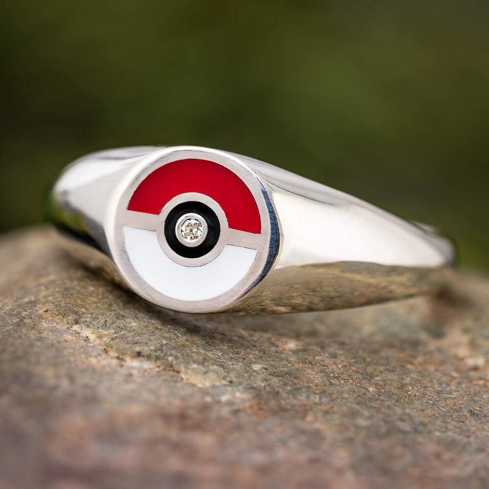 Pokemon Engagement Ring - Signet Style with Moissanite | Jewelry By Johan