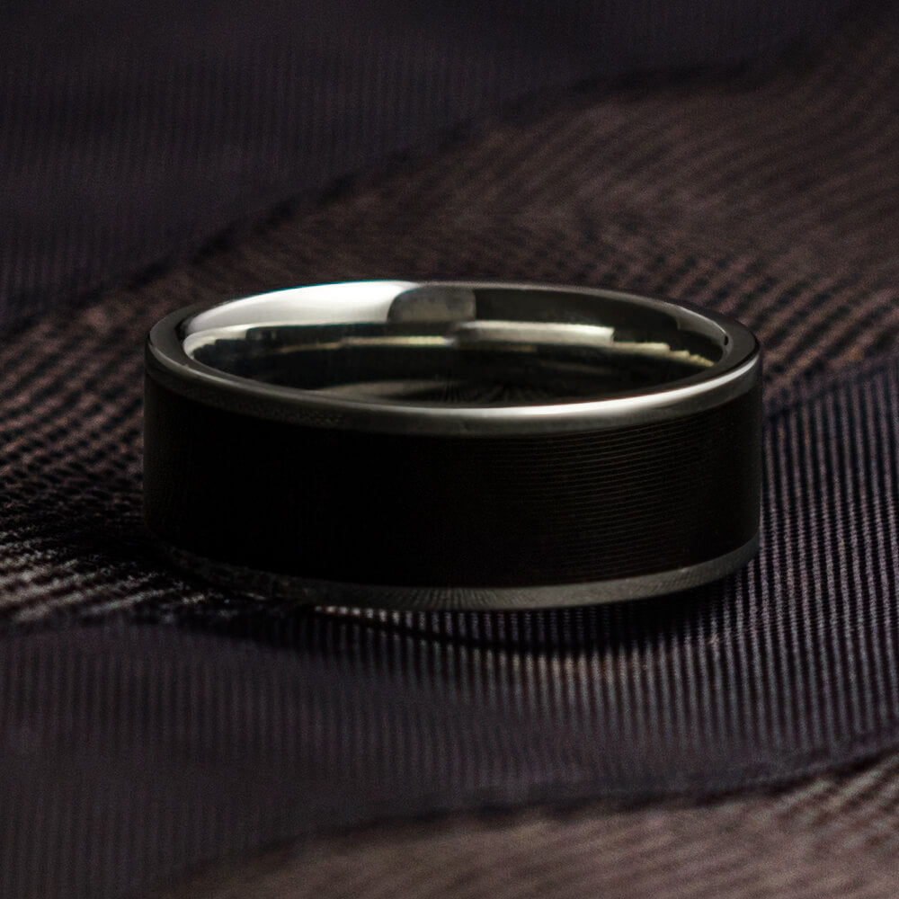 Vinyl LP Record Ring in Wide Polished Titanium | Jewelry by Johan ...