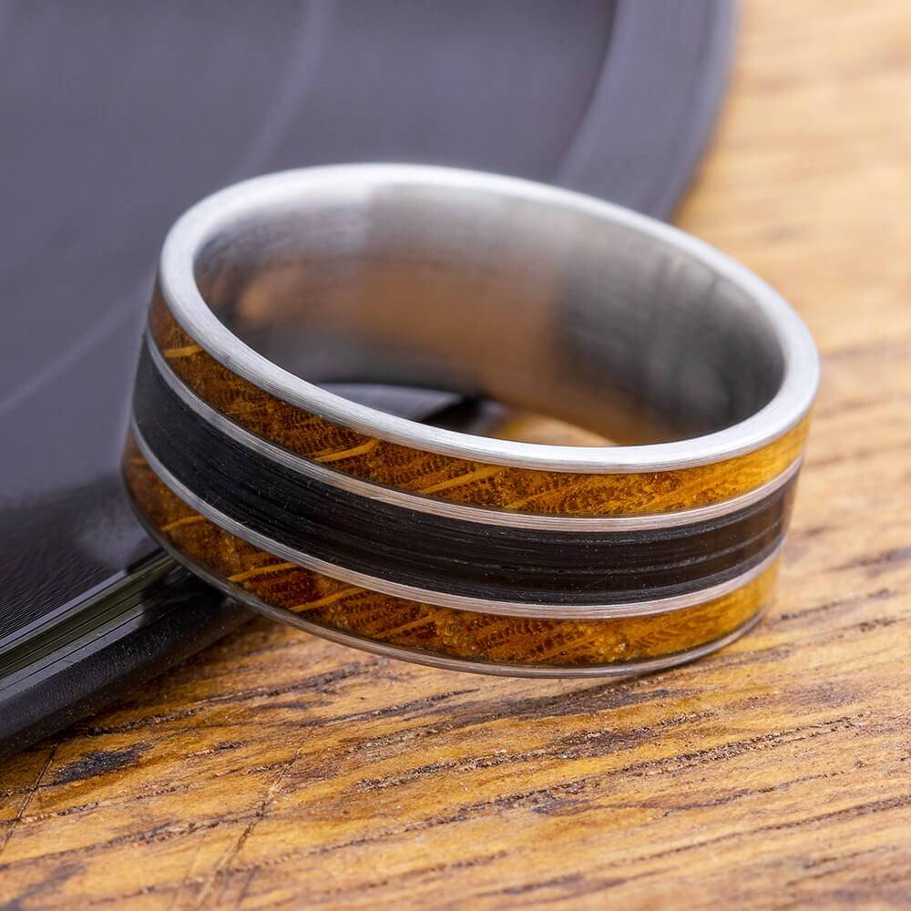 Men's Vinyl Record Ring with Whiskey Barrel Wood | Jewelry by Johan ...