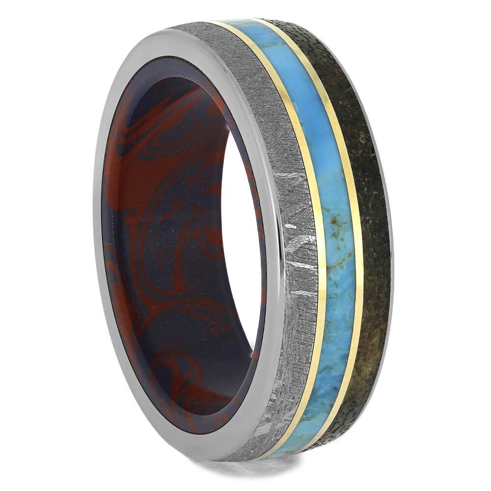 Meteorite, Turquoise & Dinosaur Bone Ring for Men | Jewelry by Johan ...